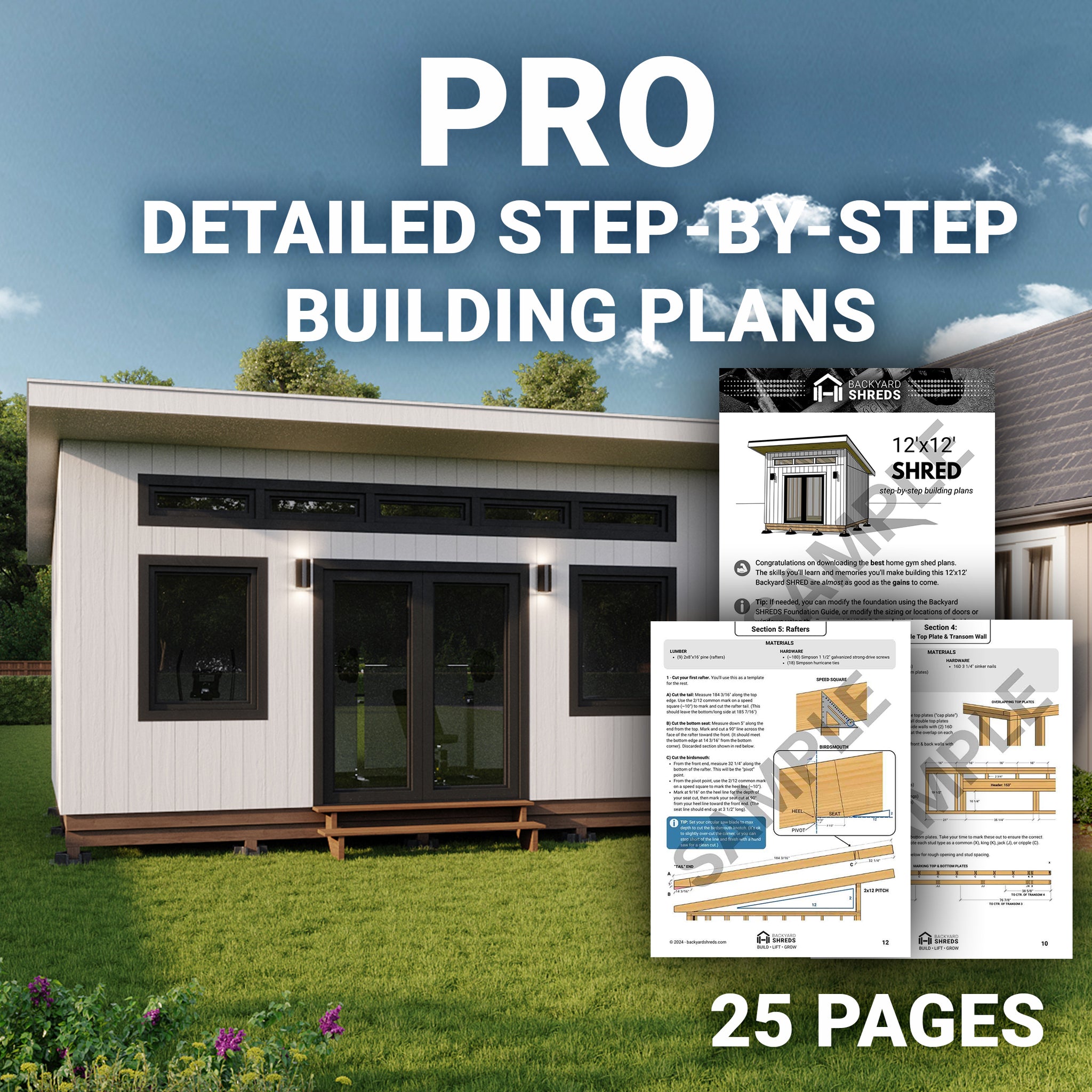 12x20 SHRED — DIY Home Gym Shed Building Plans – Backyard Shreds